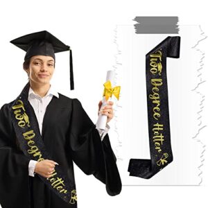 Funmemoir Graduation Party Decorations 2023 Black and Gold - Two Degree Hotter Sash, Congrats Grad Class of 2023 Sash for Senior High School College Graduation Party Supplies Party Gifts