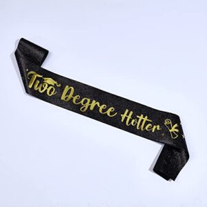 Funmemoir Graduation Party Decorations 2023 Black and Gold - Two Degree Hotter Sash, Congrats Grad Class of 2023 Sash for Senior High School College Graduation Party Supplies Party Gifts