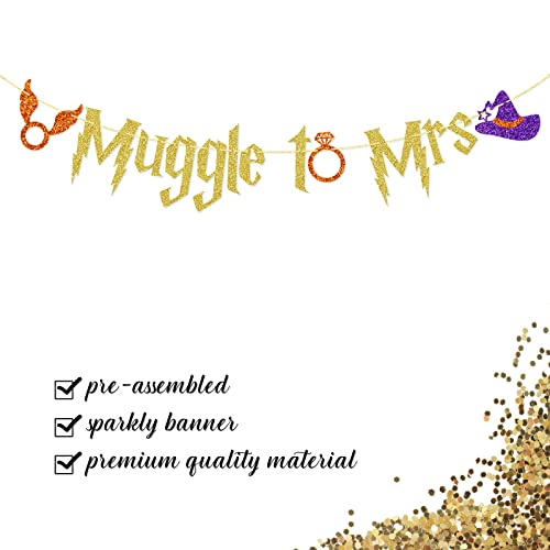 Muggle to Mrs Banner, From Muggle to Mrs, Bridal Shower, Bachelorette Party Decor, Gold Glitter