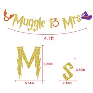 Muggle to Mrs Banner, From Muggle to Mrs, Bridal Shower, Bachelorette Party Decor, Gold Glitter