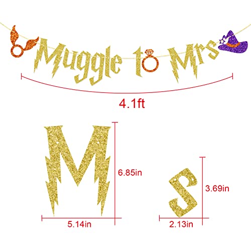 Muggle to Mrs Banner, From Muggle to Mrs, Bridal Shower, Bachelorette Party Decor, Gold Glitter