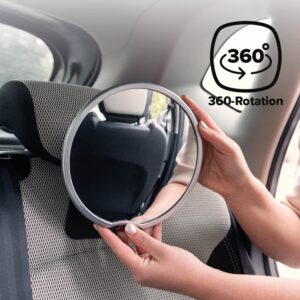 Diono Easy View Baby Car Mirror, Safety Car Seat Mirror for Rear Facing Infant, Fully Adjustable with 360 Rotation, Wide Crystal Clear View, Shatterproof, Crash Tested