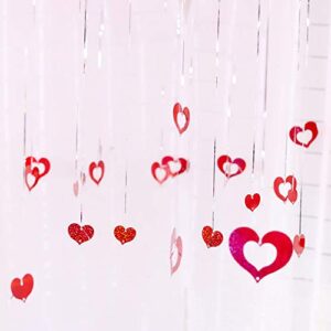 Soochat 100 Pcs Glitter Heart Swirl Hanging Decoration, Valentine's day Hanging Decor Pendant Wedding Marriage Proposal Party Supplies (Red)