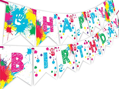 Art Party Happy Birthday Banner Pennant