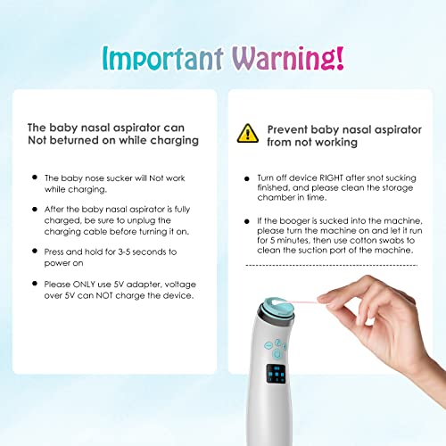 FEDOLOY Baby Nasal Aspirator, Electric Baby Nasal Aspirator, Care for Baby's Health, Only for Mothers to Choose The Right Electric Nose Sucker for Their Babies, White