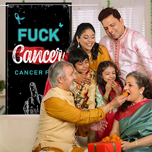 Fuck Cancer Door Banner, Cancer Free Party Door Banner Decorations, I Kicked Cancer's Ass Door Cover Party Decorations