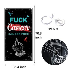 Fuck Cancer Door Banner, Cancer Free Party Door Banner Decorations, I Kicked Cancer's Ass Door Cover Party Decorations