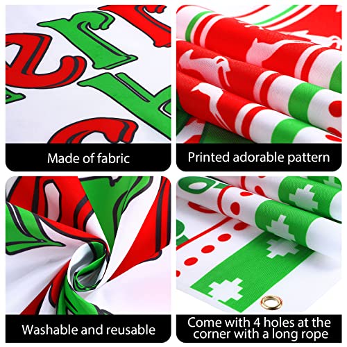 Christmas Backdrop Merry Christmas Photography Background 72.8 x 43.3 Inch Christmas Party Decorations Large Fabric Red and Green Xmas Sign Banner Photo Booth Props for Christmas Winter Holiday Party