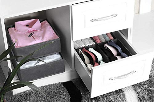 homyfort Dresser Drawer Organizer, Foldable Cloth Storage Box Closet Cube Basket Bins Containers Divider with Drawers for Underwear, Bras, Socks, Ties, Scarves, Set of 6, Grey