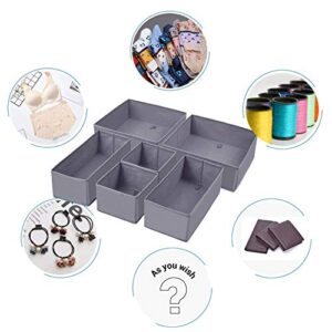 homyfort Dresser Drawer Organizer, Foldable Cloth Storage Box Closet Cube Basket Bins Containers Divider with Drawers for Underwear, Bras, Socks, Ties, Scarves, Set of 6, Grey