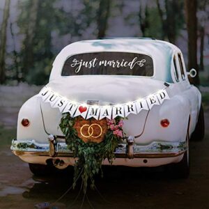 Just Married Wedding Banner Car Decorations (Banner + LED Light + Decal)