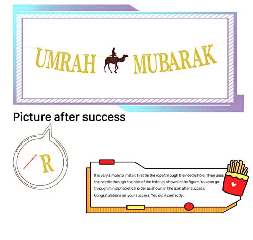 Umrah Mubarak Banner, Happy Eid Decorations Banner, Eid Festival Muslim Islam Party Decoration Supplies, 2023 Hajj Mubarak Umrah Mubarak Islamic Party Decoration Supplies