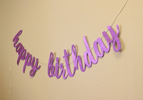 All About Details Happy Birthday Cursive Banner (Purple)