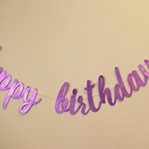 All About Details Happy Birthday Cursive Banner (Purple)