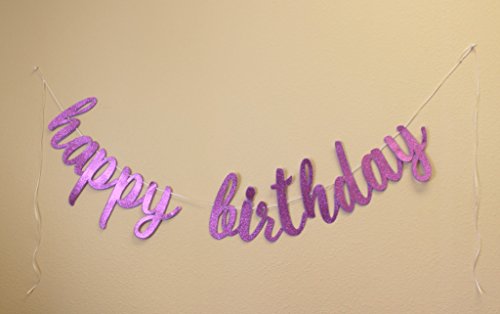 All About Details Happy Birthday Cursive Banner (Purple)