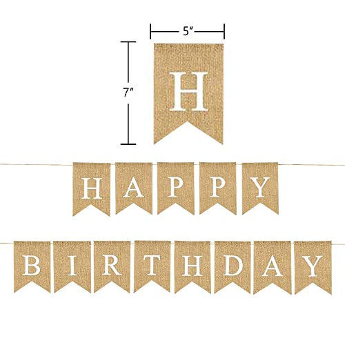 CrazyCharlie Burlap Happy Birthday Banner Swallowtail Flags for Birthday Party Decorations Swallowtail Flags