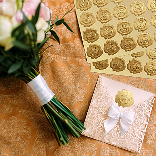 Whaline 500Pcs Gold Embossed Envelope Seals with Love Wax Looking Seal Wedding Stickers Self-Adhesive Envelope Label Foil Stickers for Baby Shower Invitation Party Favor Gift Packaging Greeting Card