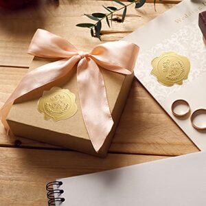 Whaline 500Pcs Gold Embossed Envelope Seals with Love Wax Looking Seal Wedding Stickers Self-Adhesive Envelope Label Foil Stickers for Baby Shower Invitation Party Favor Gift Packaging Greeting Card