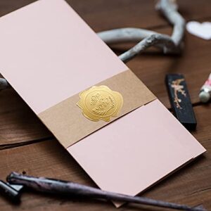 Whaline 500Pcs Gold Embossed Envelope Seals with Love Wax Looking Seal Wedding Stickers Self-Adhesive Envelope Label Foil Stickers for Baby Shower Invitation Party Favor Gift Packaging Greeting Card