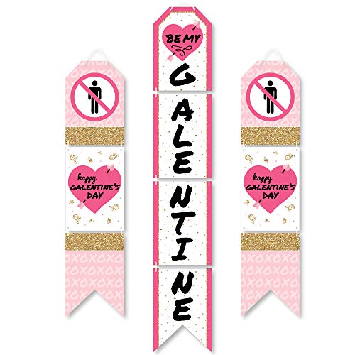 Big Dot of Happiness Be My Galentine - Hanging Vertical Paper Door Banners - Galentine’s & Valentine’s Day Party Wall Decoration Kit - Indoor Door Decor