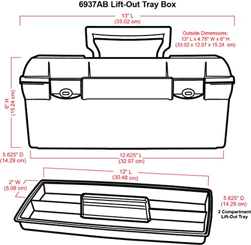 ArtBin Essentials Lift Out Tray with Teal Latches and Handle, Translucent