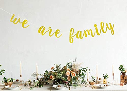 Gold Glitter We are Family Banner, Family Reunion Party Banner, Family Photo Prop, Banner for Family Party Home Decoration - We are Family