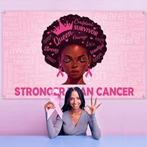 Pudodo Breast Cancer Awareness Backdrop Banner Stronger Than Cancer Pink Ribbon Support Photography Background Wall Decoration