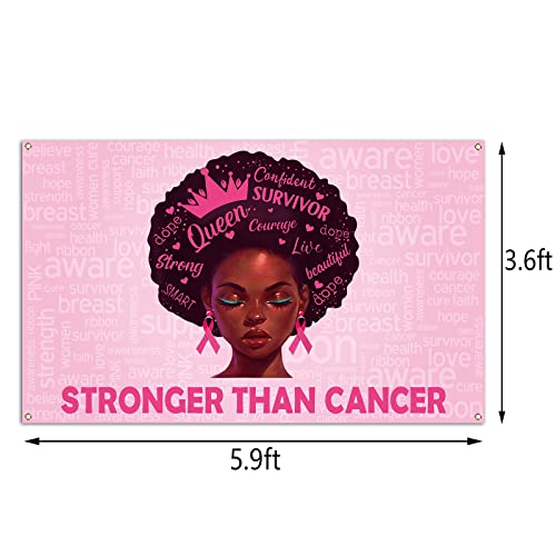 Pudodo Breast Cancer Awareness Backdrop Banner Stronger Than Cancer Pink Ribbon Support Photography Background Wall Decoration