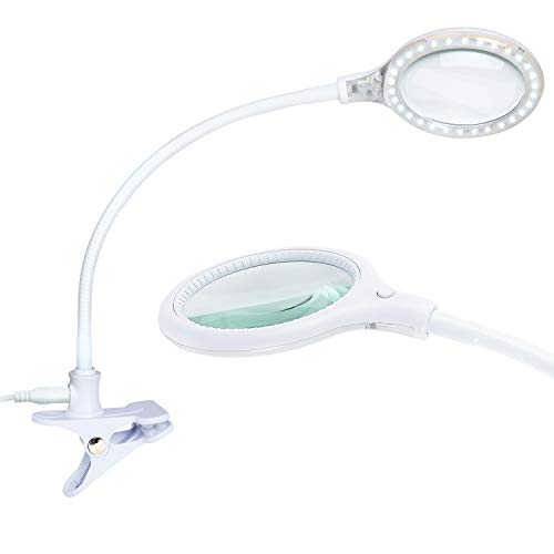 Brightech LightView Flex Magnifying Desk Lamp, 1.75X Light Magnifier, Adjustable Magnifying Glass with Light for Crafts, Reading, Close Work