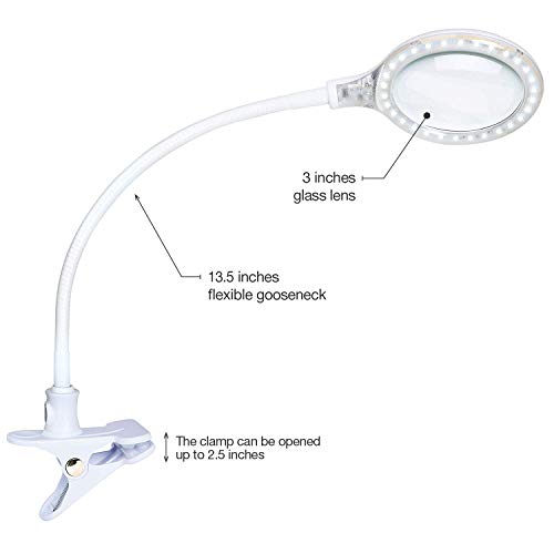 Brightech LightView Flex Magnifying Desk Lamp, 1.75X Light Magnifier, Adjustable Magnifying Glass with Light for Crafts, Reading, Close Work