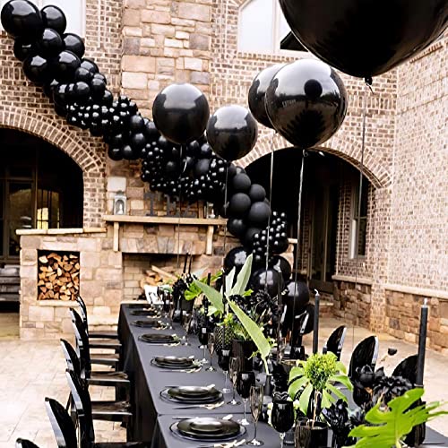 Henviro Black Latex Party Balloons - 154 Pcs 5/10/12/18 Inch Balloons Helium Quality Latex Balloons As Birthday Party Balloons/ Graduation Balloons/ Valentines Day Balloons/ Baby Shower/ Wedding