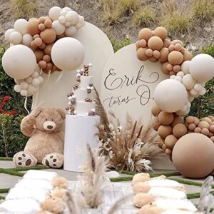 brown balloon garland kit coffee arch nude neutral cream teddy bear tan safari party decorations for boy baby shower different sizes