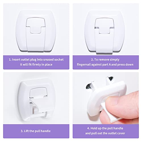 Outlet Covers Baby Proofing（32 Pack）with Hidden Pull Handle Child Safety Socket Cover Electric Power Plug Covers Protector Caps