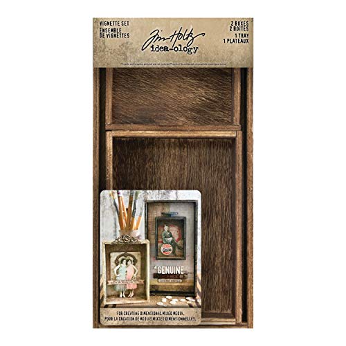 Tim Holtz, Advantus Vignette Set Wooden Boxes, brown