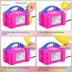 ID IDAODAN Portable Dual Nozzle Rose Red 110V 600W Electric Balloon Blower Pump/Electric Balloon Inflator for Decorations