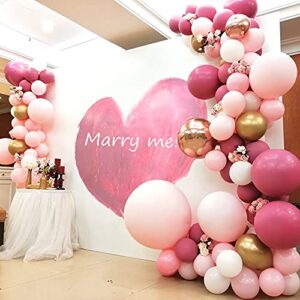 Jyouhin 130 PCS Rose and Pink Balloon Garland Arch Kit, Latex Balloons Rose Gold Butterfly Stickers Wall Decor for Wedding Party Birthday Bridal Shower Baby Shower Girl Boy Decoration