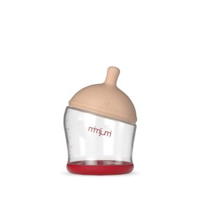 mimijumi Baby Bottle - Not So Hungry Anti-Colic Bottles for Newborn Babies - Infant Breastfeeding Bottle with 0-12M Slow Flow Nipples - Lighter - 4 Oz