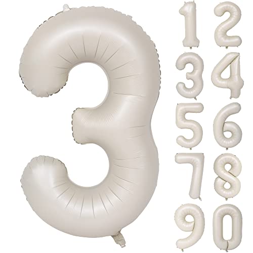 40 In Cream white Number Balloons Helium Foil Mylar Balloon Birthday Party banquet Decoration Digital 3