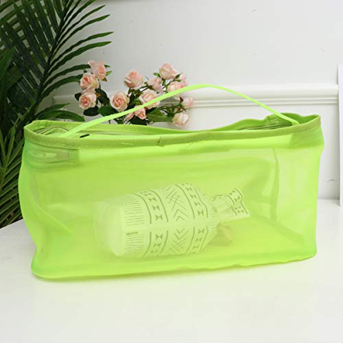 EXCEART Mesh Knitting Bag Woolen Yarn Tote Organizer Net Bag with Zipper Closure Carrying Knitting Needles Sewing Accessories (Light Green)