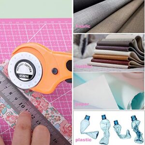 45 mm Rotary Cutter Set-Fabric Cutter with Storage Bag, A4 Self Healing Cutting Mat, Acrylic Ruler, 5 Pcs Replacement Blades and Craft Knife Ideal for Quilting, Crafting, Patchworking