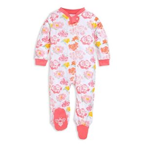 burt’s bees baby baby girls’ sleep and play pajamas, 100% organic cotton one-piece romper jumpsuit zip front pjs, rosy spring, 9 months