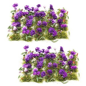 40 pcs flower cluster flower vegetation groups grass tufts miniature static scenery model for diy architecture building model railway train diorama garden scenery landscape layout (dark purple)