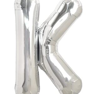 TONIFUL 40 Inch Large Silver Letter K Balloons Helium Balloons,Foil Mylar Big Letter Balloons for Birthday Party Anniversary Supplies Decorations