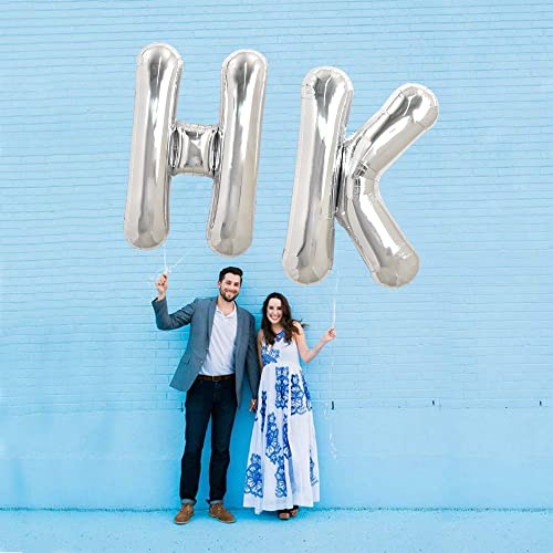 TONIFUL 40 Inch Large Silver Letter K Balloons Helium Balloons,Foil Mylar Big Letter Balloons for Birthday Party Anniversary Supplies Decorations