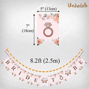 Uniwish Bride to Be Banner for Bridal Shower Decorations Garland Engagement Bachelorette Party Supplies Wedding Photo Booth Prop