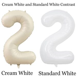 40 Inch Cream White Number 0 Balloons,Large Foil Helium Mylar Birthday Party Balloon 0-9 Matte Nude White Number (0) for Baby Shower Wedding Decorations