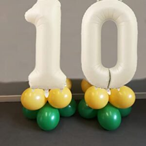 40 Inch Cream White Number 0 Balloons,Large Foil Helium Mylar Birthday Party Balloon 0-9 Matte Nude White Number (0) for Baby Shower Wedding Decorations