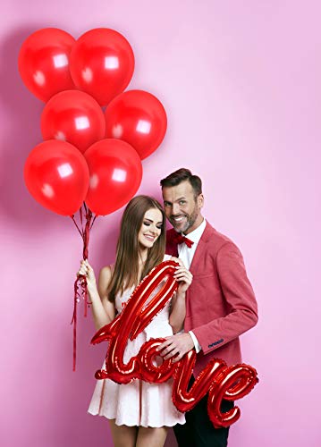 Treasures Gifted Metallic Red Balloons - Pearlized Ruby Red Balloons - Globos Metalicos Rojos, Red Latex Balloons 12 Inch, Globos Rojos Metalicos - Bulk Red Balloons 100 Pack