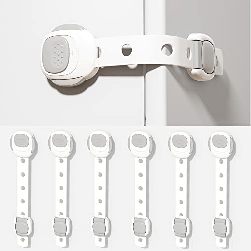 6PCS Baby Proofing Cabinet Locks - Upgraded Child Proof Drawer Locks with Double Safety Lock Latches and Ajustable Strap Length