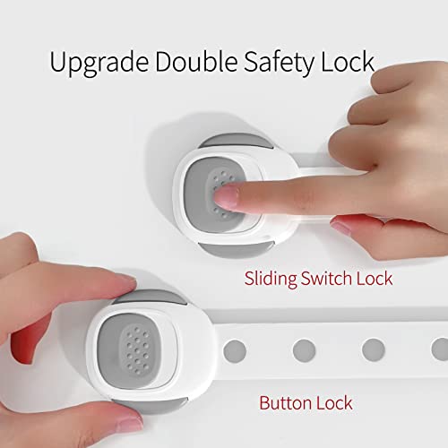 6PCS Baby Proofing Cabinet Locks - Upgraded Child Proof Drawer Locks with Double Safety Lock Latches and Ajustable Strap Length